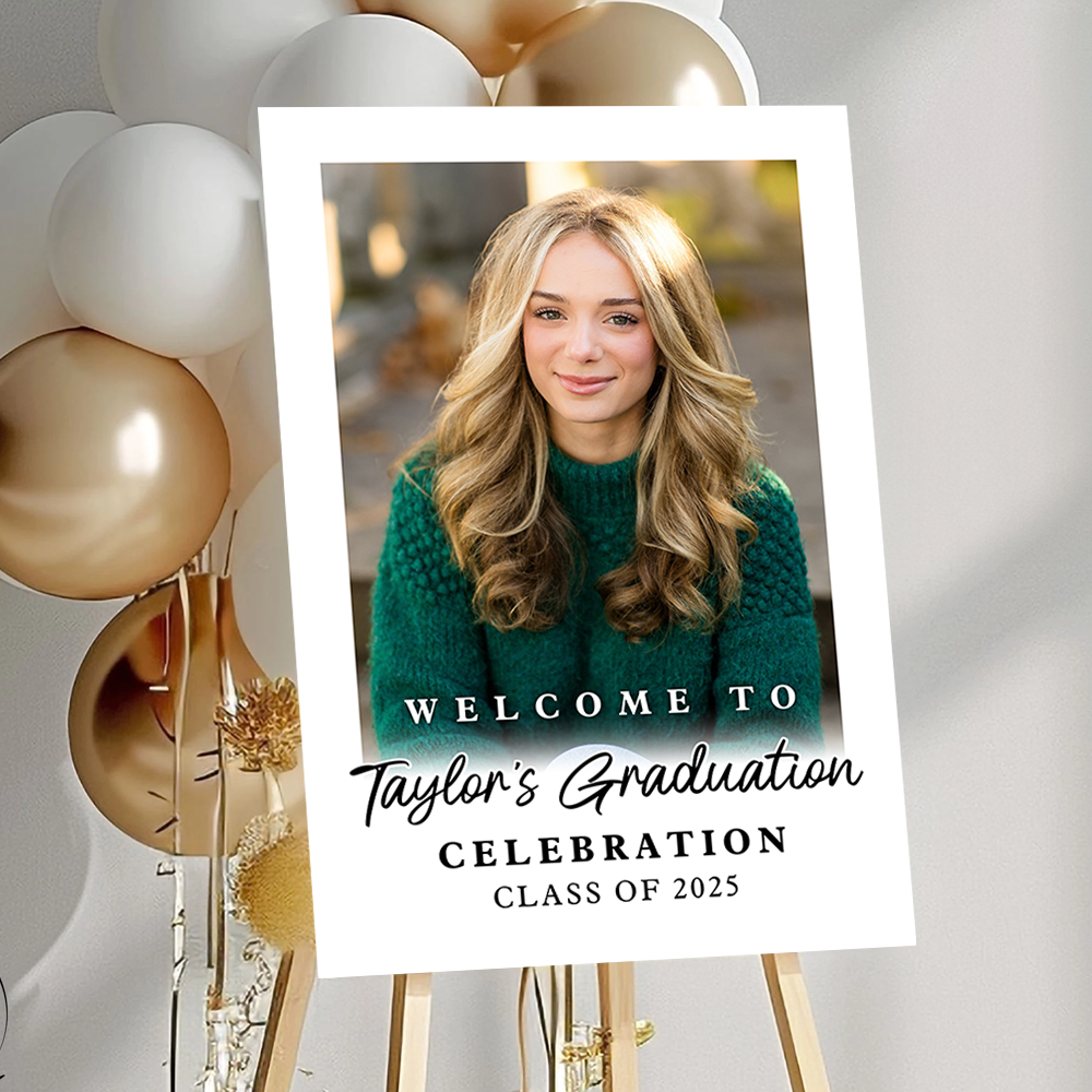 Graduation Welcome Sign - White Background Custom Photo | Gradette